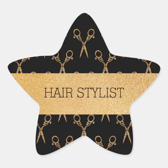 Salon Shears Glitter Hair Stylist Star Sticker | Zazzle