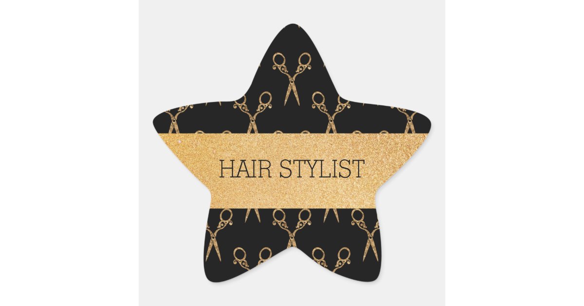 Salon Shears Glitter Hair Stylist Star Sticker | Zazzle