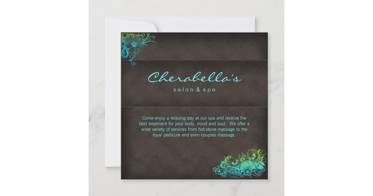 Salon Spa Invitation - Postcard Turq blue green | Zazzle