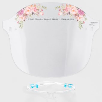 Salon Watercolor Pink Floral Face Shield | Zazzle