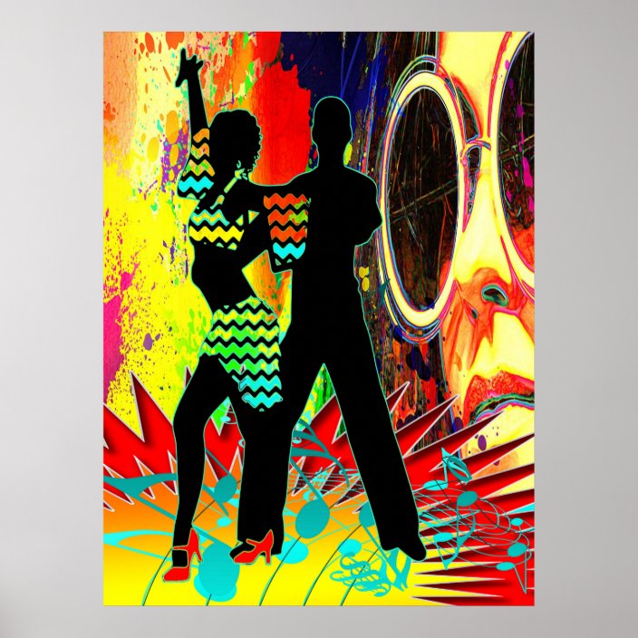Salsa Dance Couple Neon Colors Poster | Zazzle.com