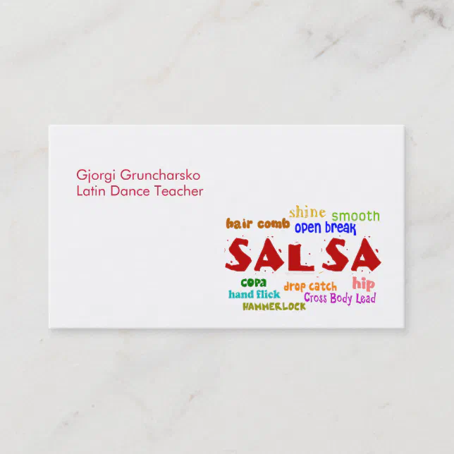 Salsa Dancing Latin Dance Teacher or Dancer Business Card | Zazzle