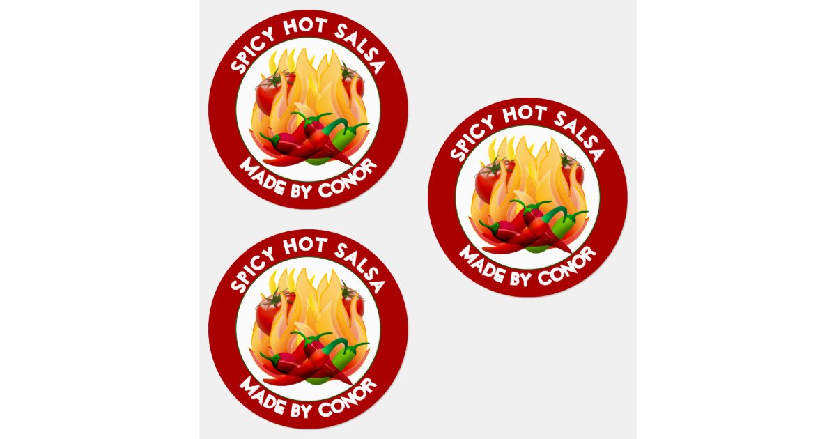 Salsa Hot Flames Circle Labels | Zazzle