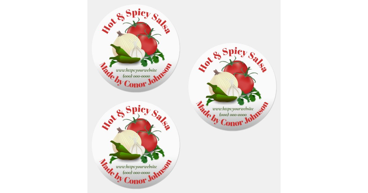 Salsa Hot & Spicy 1.5" Circle Food Label | Zazzle