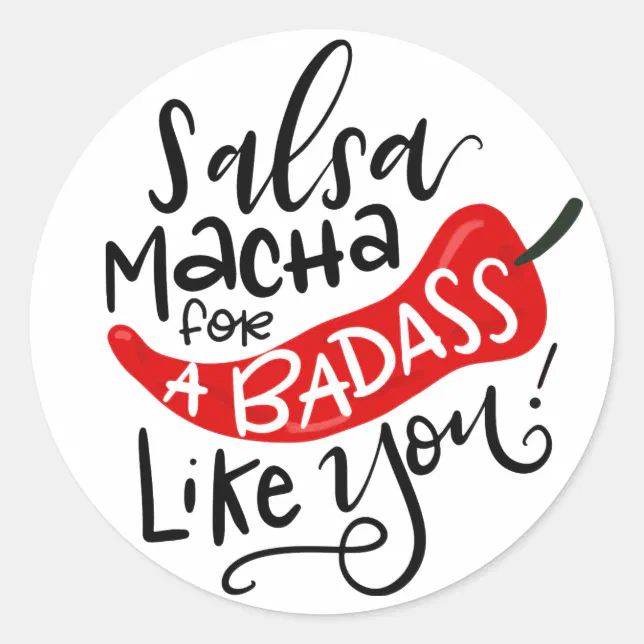 Salsa Macha Food Label, hand letttered Classic Round Sticker | Zazzle