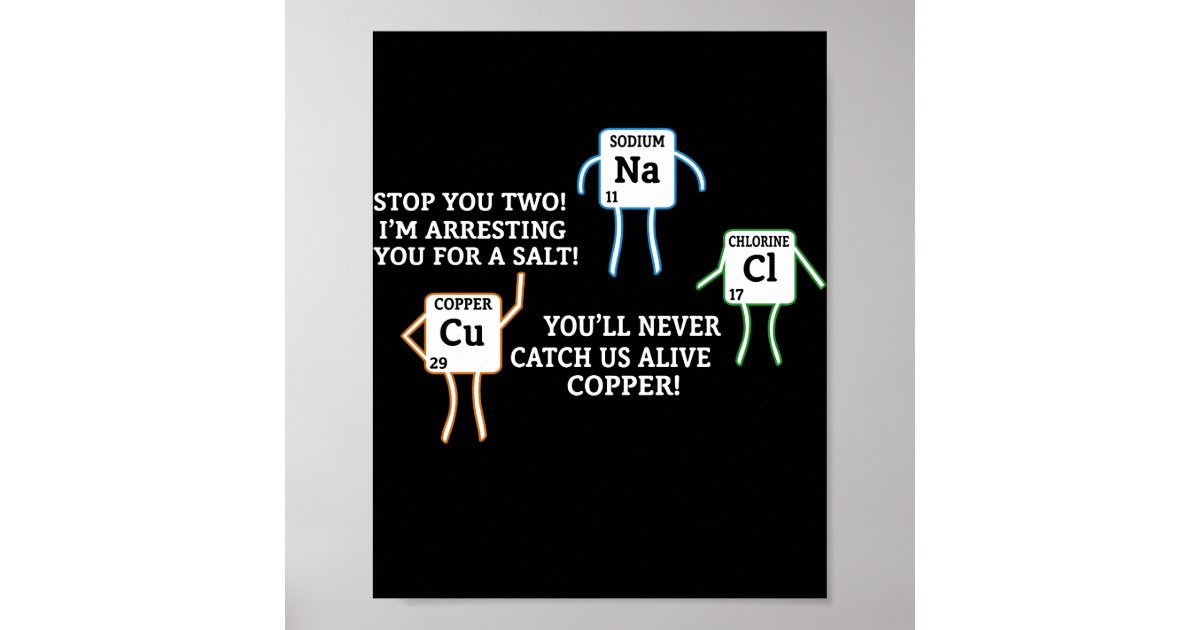 Salt And Copper Periodic Table Police Pun Poster | Zazzle
