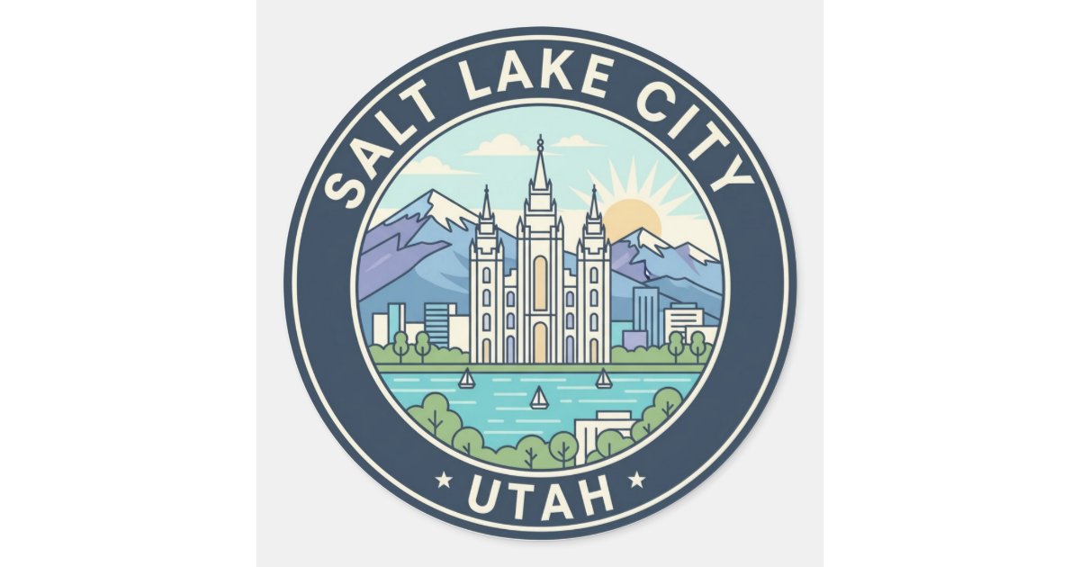 Salt Lake City Skyline Utah Classic Round Sticker | Zazzle