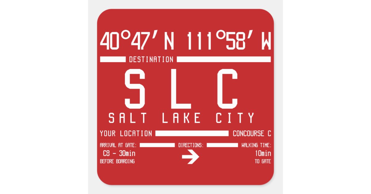 Salt Lake City SLC IATA Airport Code Square Sticker | Zazzle