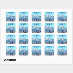 Salt Lake City Utah Downtown Vintage Square Sticker | Zazzle