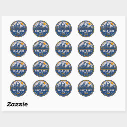 Salt Lake City Utah Retro Sunset Souvenirs 60s Classic Round Sticker ...