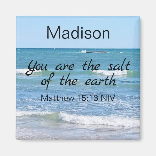 Salt of the Earth Photo of Ocean Bible Verse Magnet | Zazzle