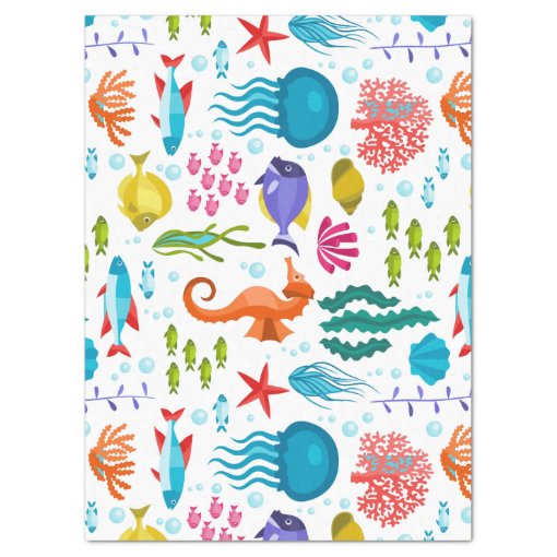 Salt water marine animals and life illustration tissue paper | Zazzle
