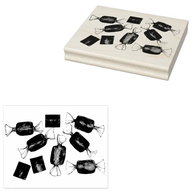 Salted Caramel Candies Sweets Candy Shop Store Rubber Stamp | Zazzle