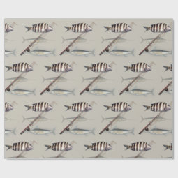 Saltwater Fish Offshore Fishing Rod Masculine Wrapping Paper | Zazzle