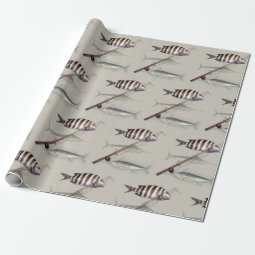 Saltwater Fish Offshore Fishing Rod Masculine Wrapping Paper | Zazzle
