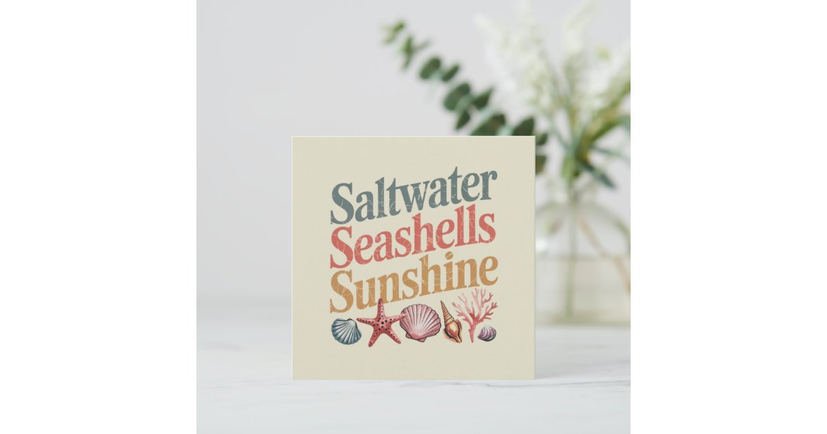 Saltwater Seashells Sunshine Summer Beach Vacation Invitation | Zazzle