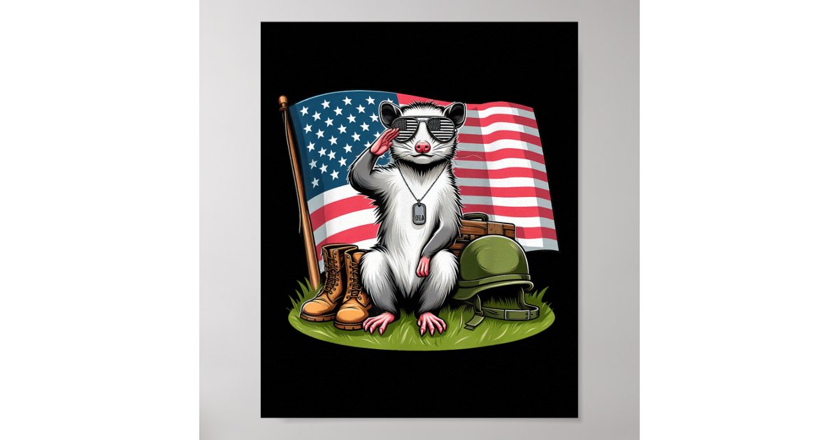 Salute Possum American Usa Flag Memorial Day 4th O Poster | Zazzle