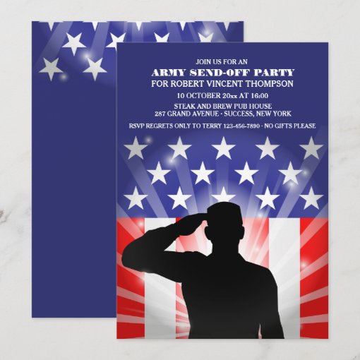 Salute to the Flag Military Send-Off Invitation | Zazzle