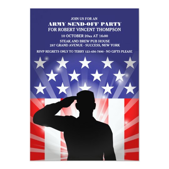 Salute to the Flag Military Send-Off Invitation | Zazzle.com