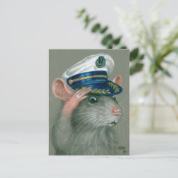 Saluting Rat Sailor Postcard kmcoriginals | Zazzle
