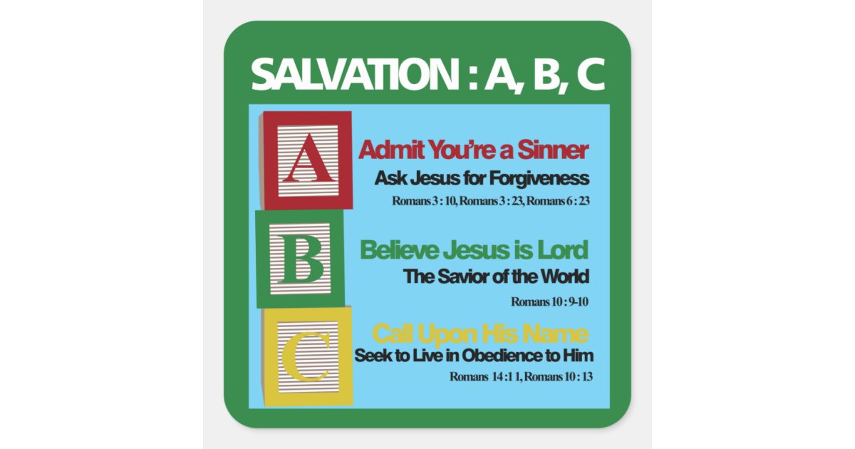 Salvation ABC Square Sticker | Zazzle