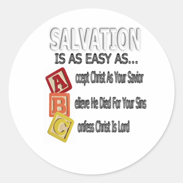 Salvation Is Easy As ABC Classic Round Sticker | Zazzle