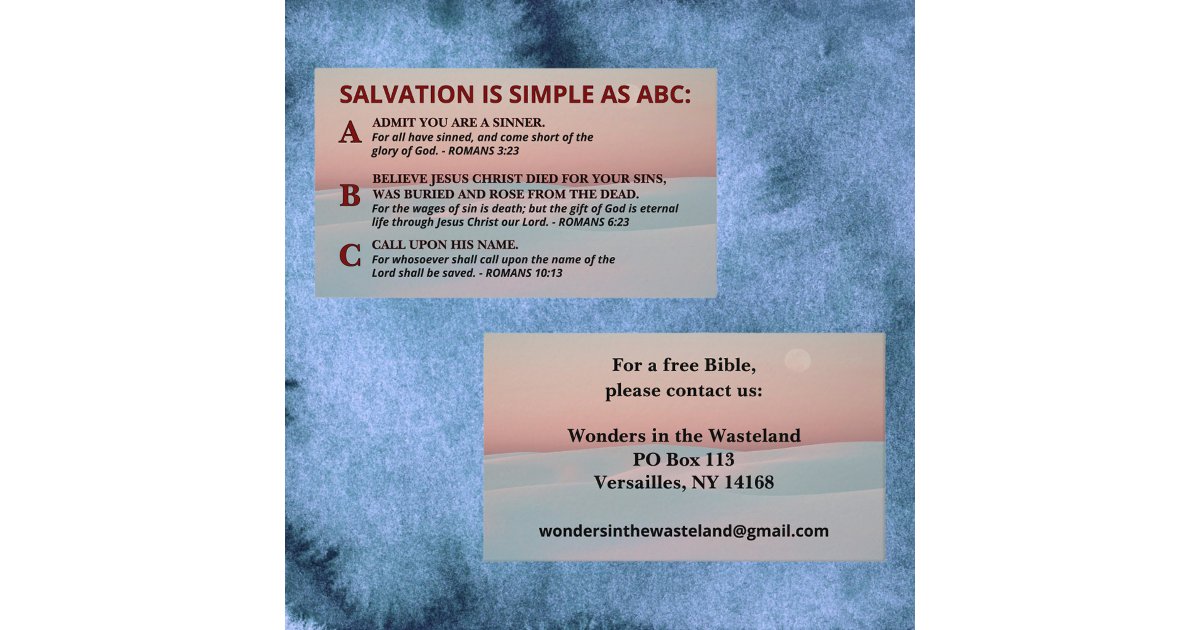 Salvation Simple As ABC Christian Gospel Outreach Business Card | Zazzle