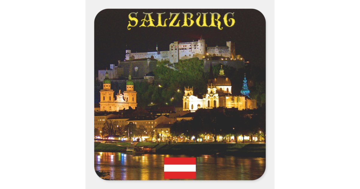 Salzburg Castle Austria - High Quality Pro Photo Square Sticker | Zazzle