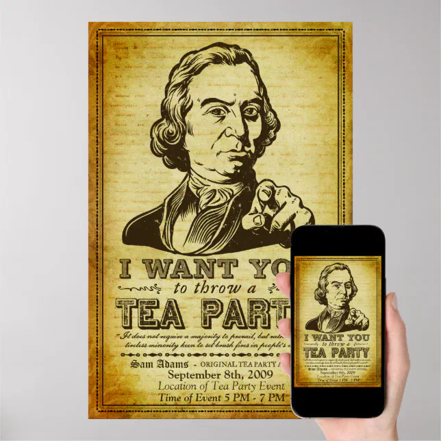 Sam Adams Tea Party Customizable Event Poster | Zazzle