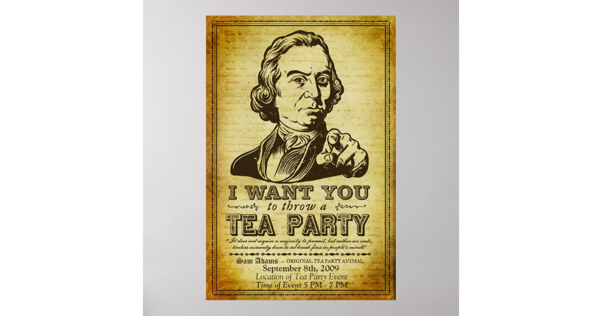 Sam Adams Tea Party Customizable Event Poster | Zazzle