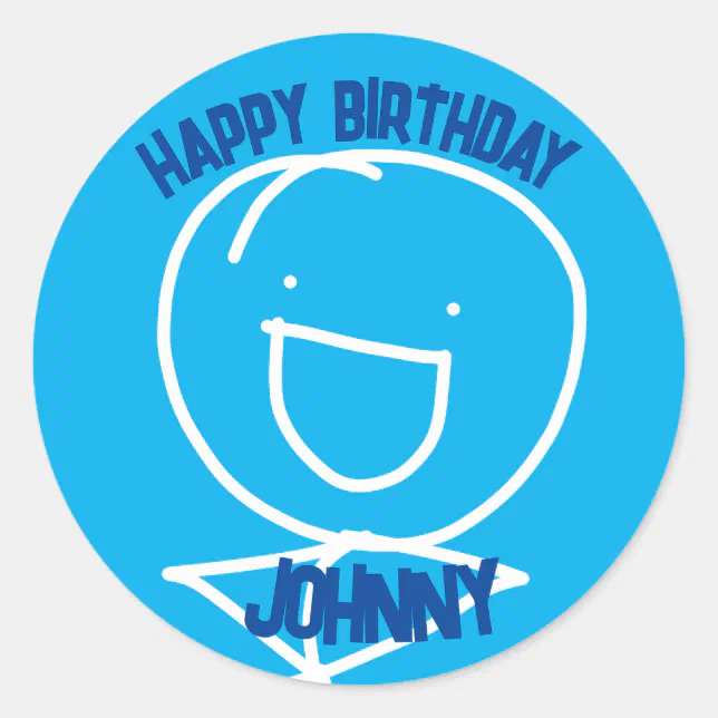 Sam Stickman Birthday Classic Round Sticker | Zazzle