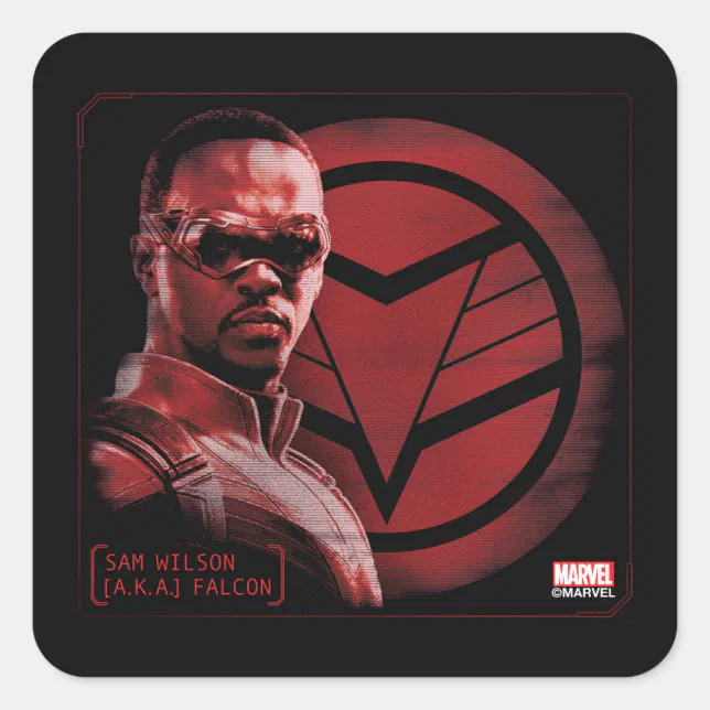 Sam Wilson A.K.A. The Falcon Square Sticker | Zazzle
