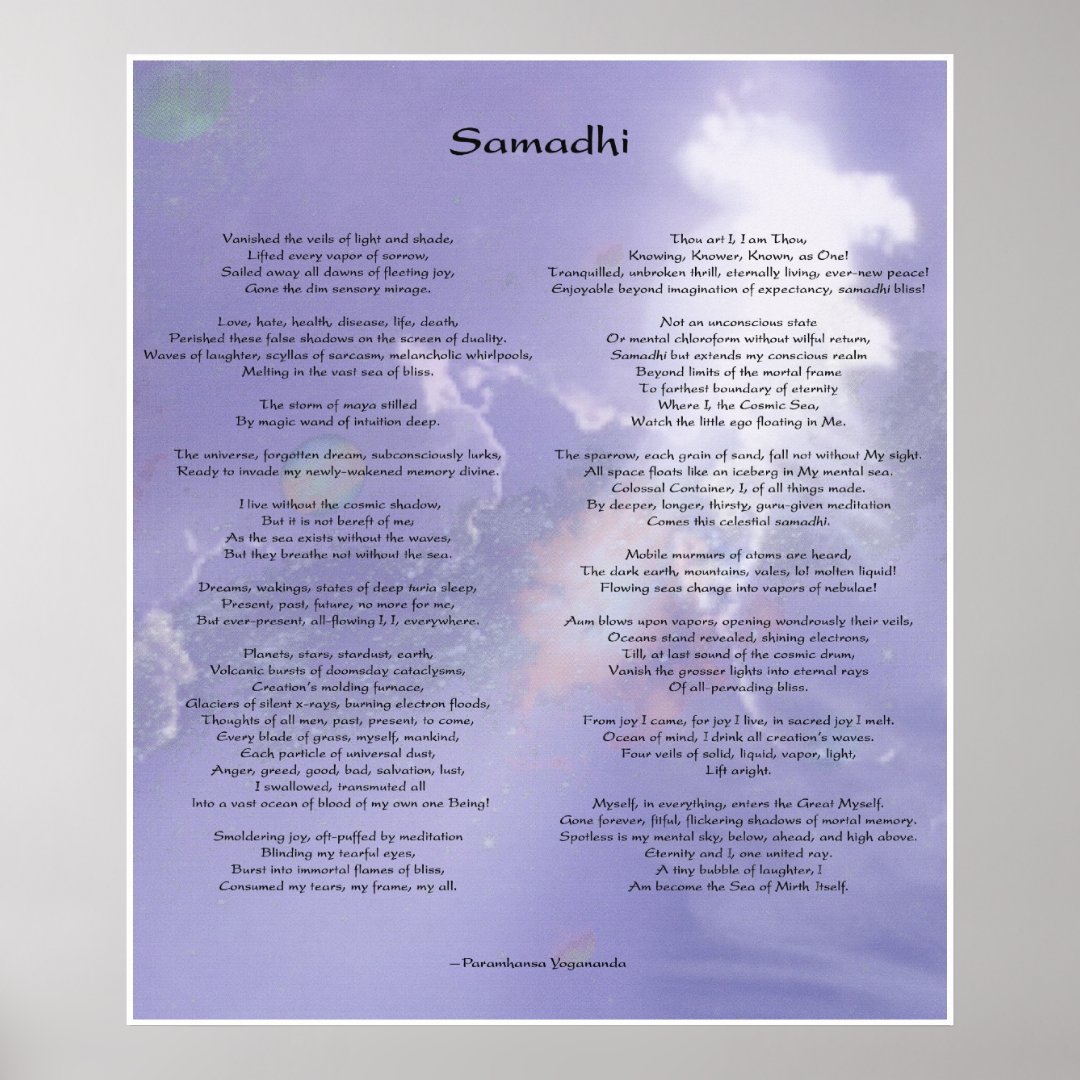 Samadhi poem by Yogananda Poster | Zazzle