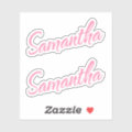 Samantha Decorative Name in Pink x2 Sticker | Zazzle
