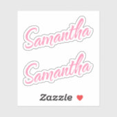 Samantha Decorative Name in Pink x2 Sticker | Zazzle
