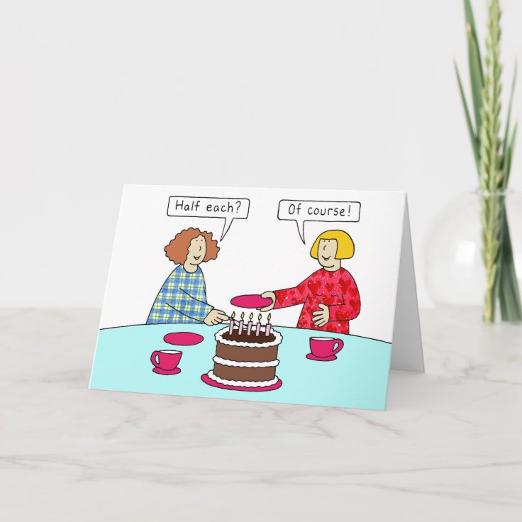 Same Date Joint Mutual Birthday Ladies and Cake Card | Zazzle
