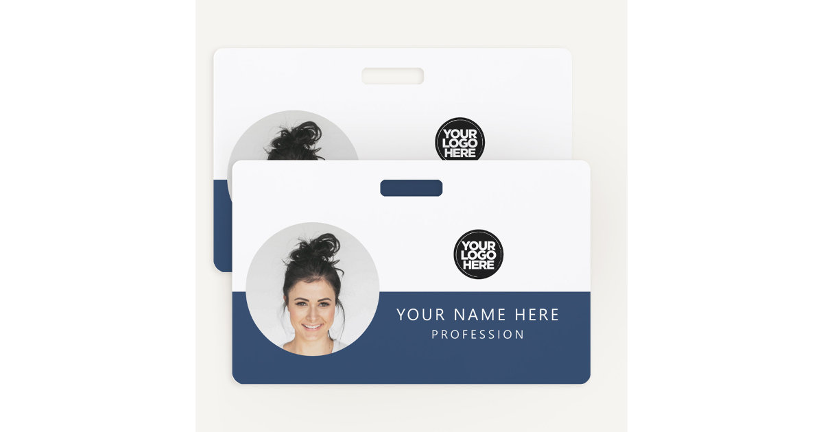Same Front and Back | Employee Photo, Logo, Name Badge | Zazzle