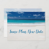 Same Plan New Date Beach Theme Save The Date Announcement Postcard | Zazzle