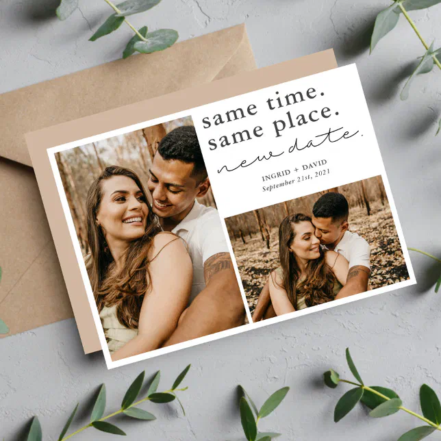 Same Time Same Place New Date Save The Date Card | Zazzle