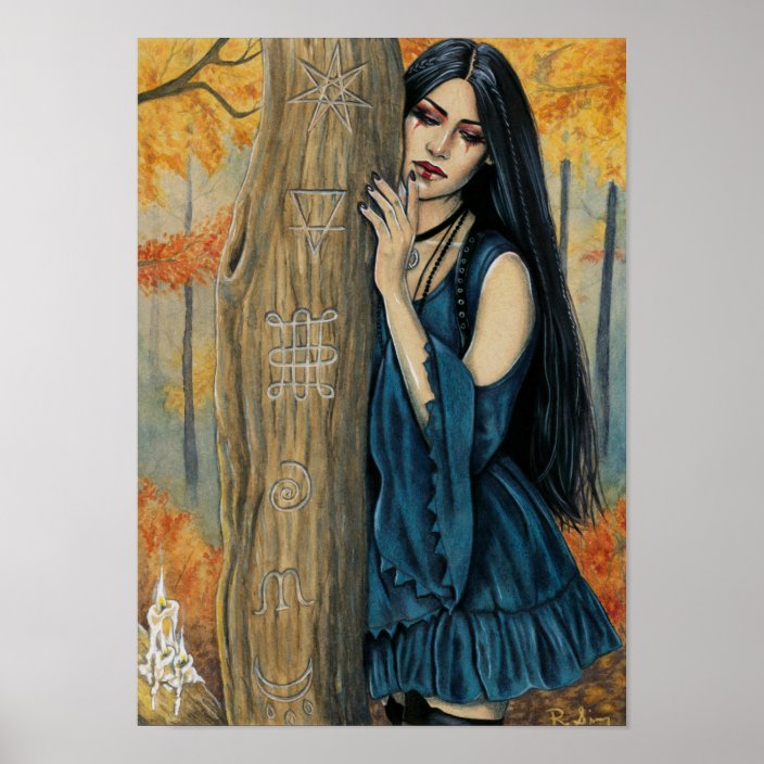 Samhain Gothic Autumn Witch Fantasy Art Poster | Zazzle.com