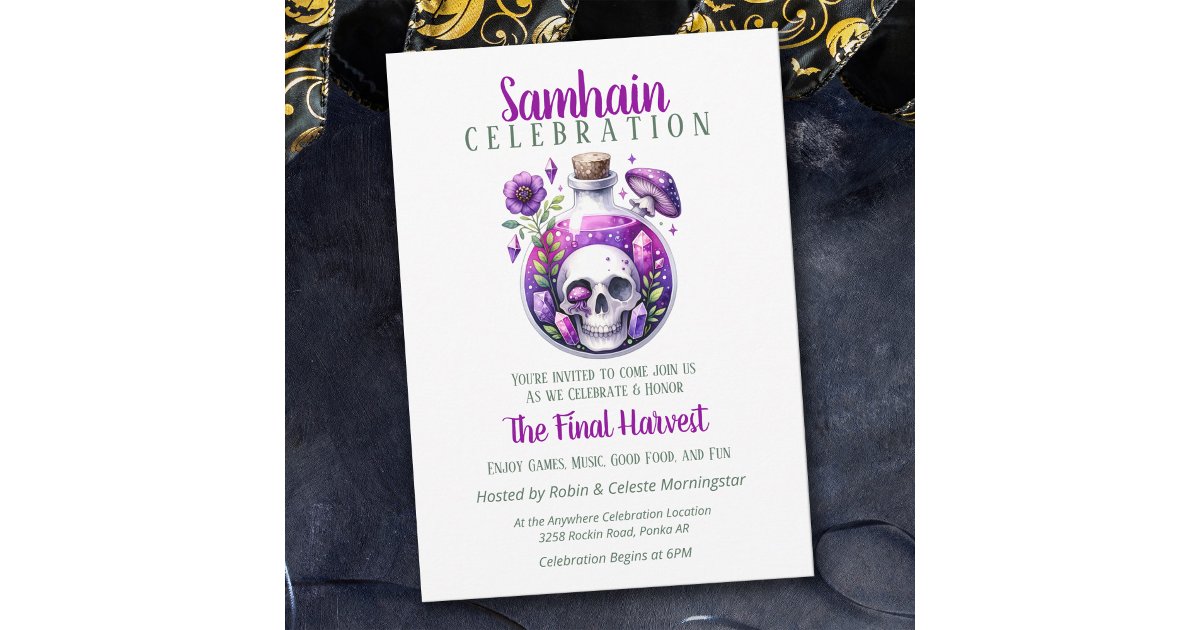Samhain Harvest Potion Bottle Halloween Party Invitation | Zazzle