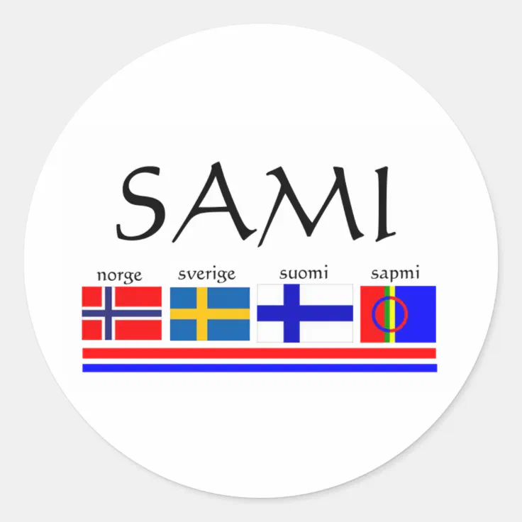 Sami and Scandinavian flags Classic Round Sticker | Zazzle