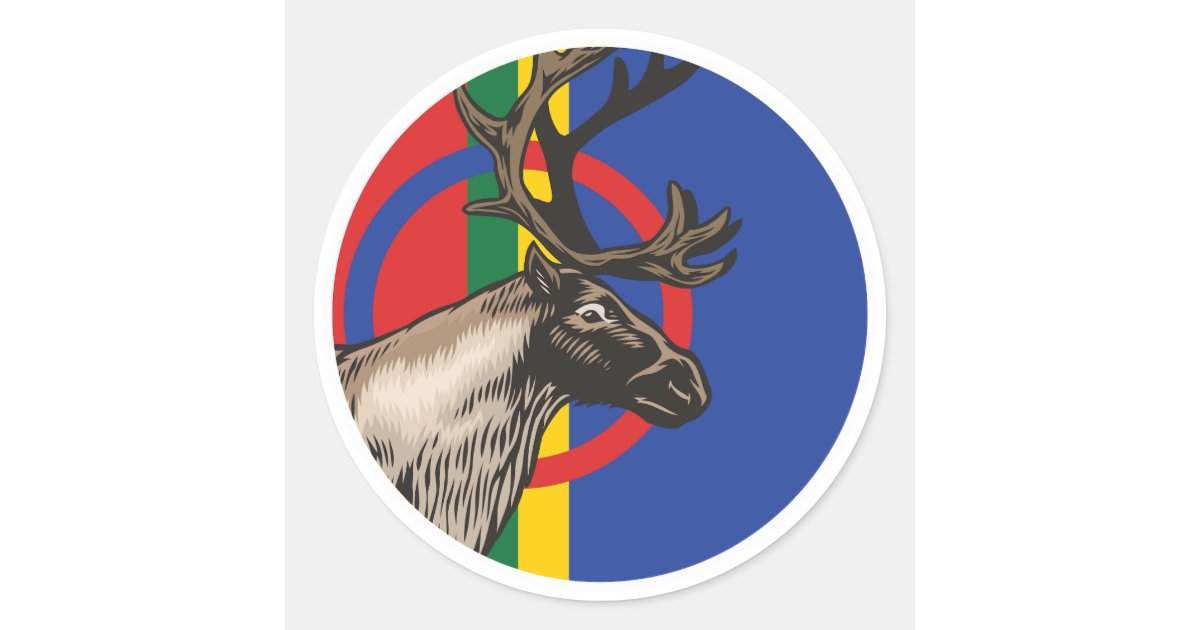 Sami Reindeer Saami National Animal Flag Classic Round Sticker | Zazzle