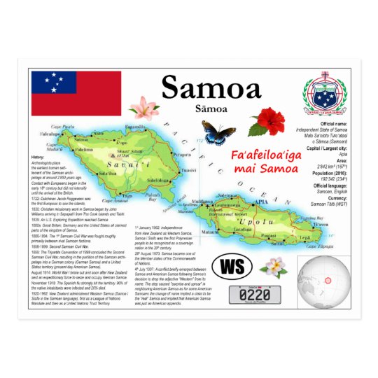 Samoa Map Postcard | Zazzle.com