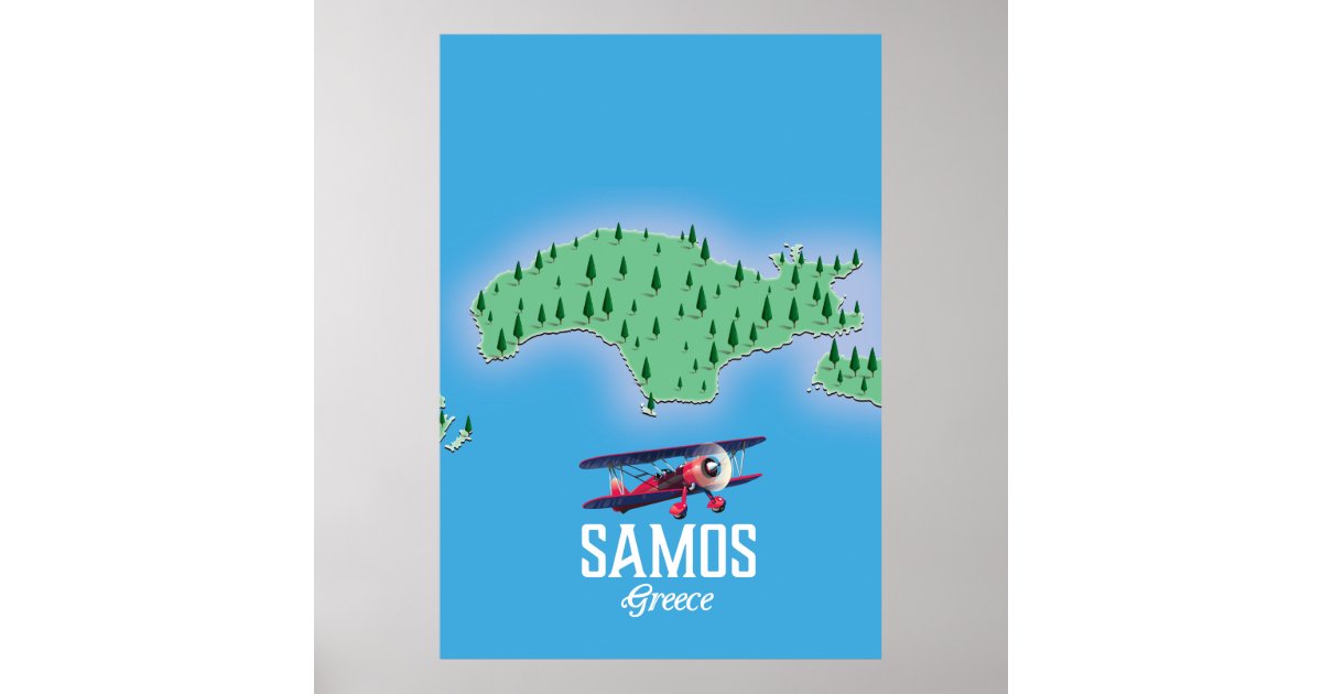 Samos Greek Island map Poster | Zazzle