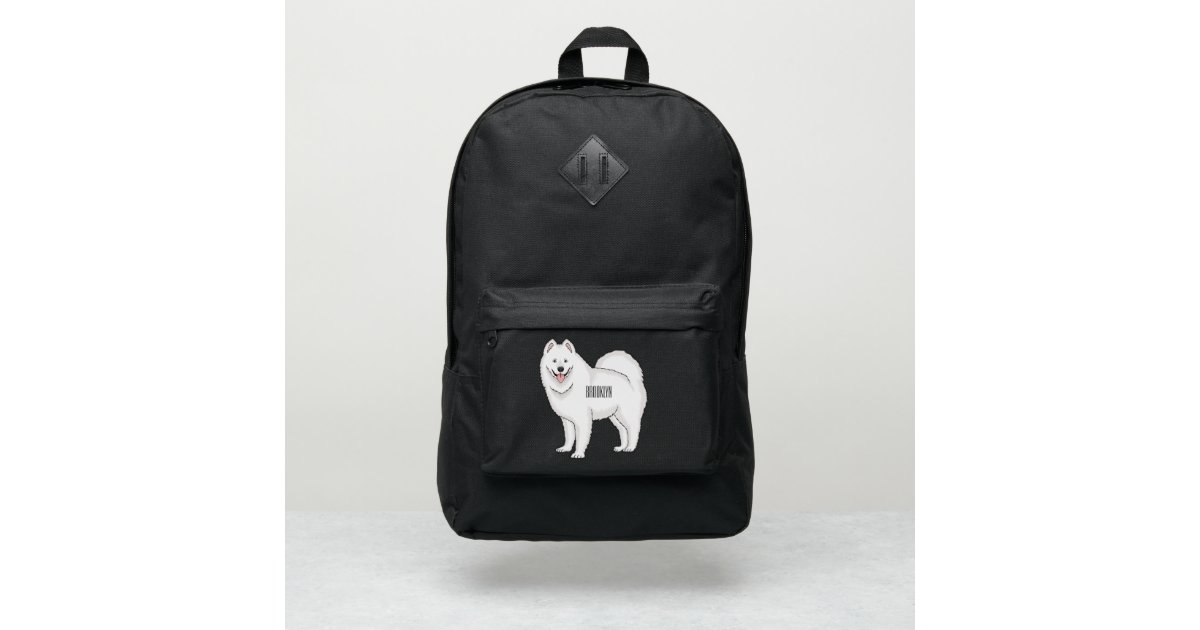 Samoyed dog cartoon illustration port authority® backpack | Zazzle