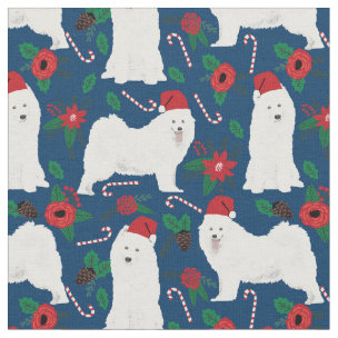 Samoyed dog simple grey fabric | Zazzle