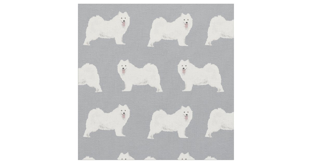 Samoyed dog simple grey fabric | Zazzle