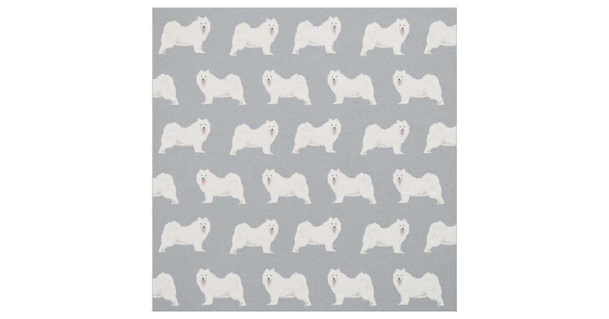 Samoyed dog simple grey fabric | Zazzle
