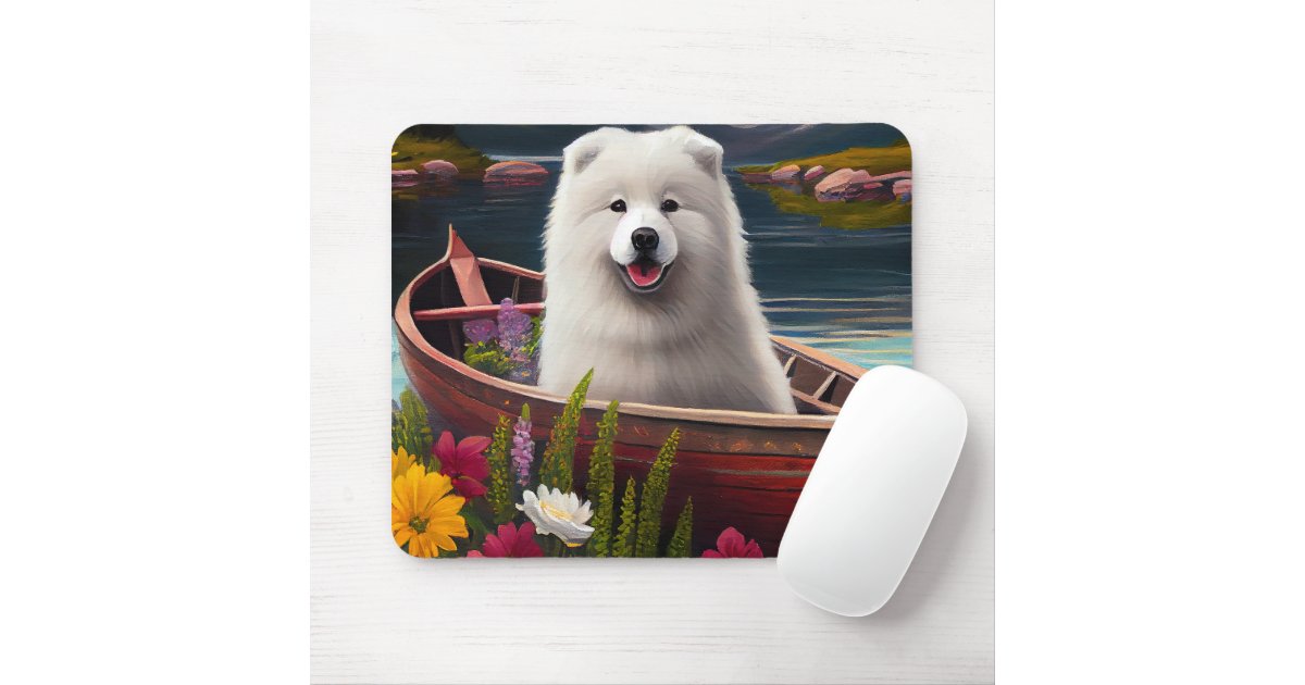 Samoyed on a Paddle: A Scenic Adventure Mouse Pad | Zazzle